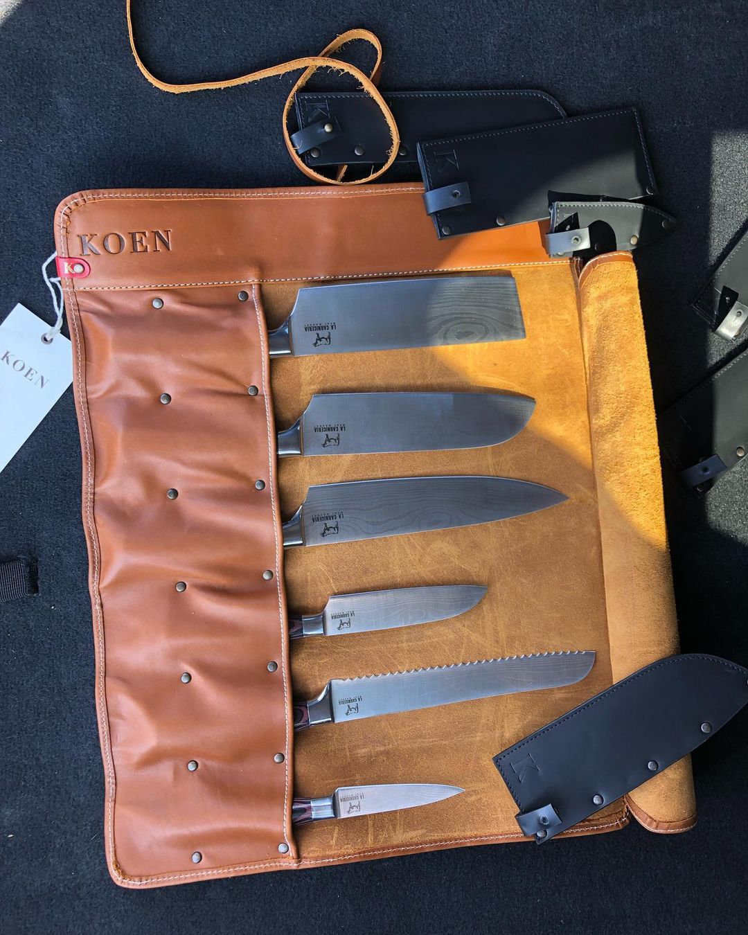 Kit Estuche Mini + Set 6 pz. Cuchillos KOEN for Chefs Acero Inox. Grab